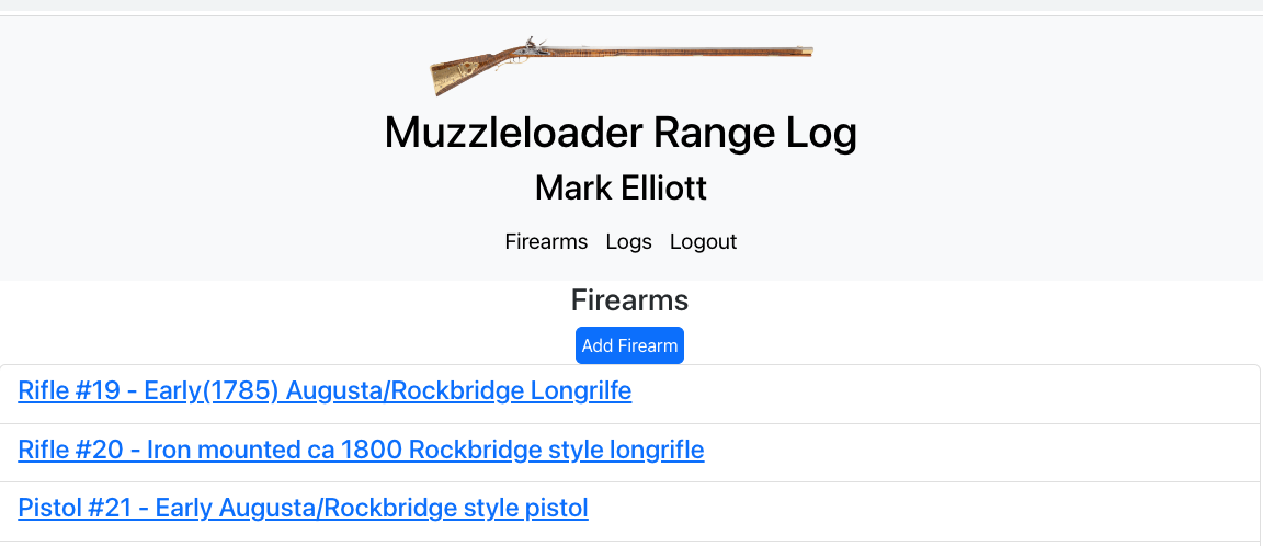 Muzzleloader Range Log - Mark Elliott