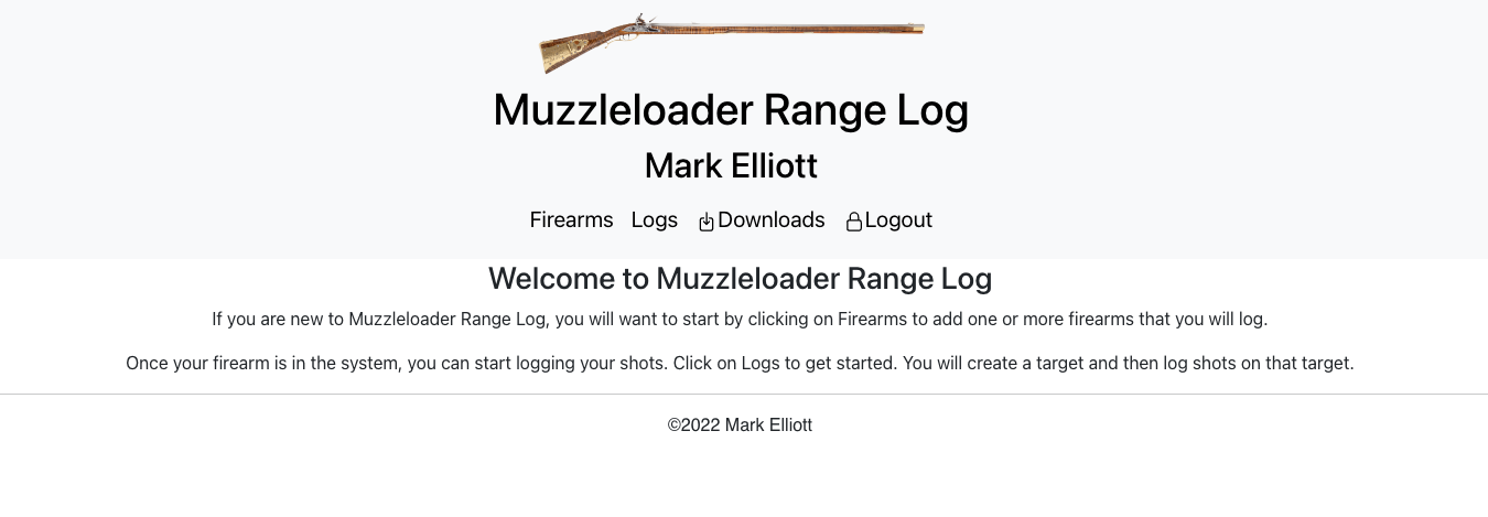 Muzzleloader Range Log - Mark Elliott