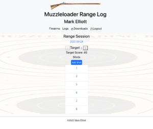Muzzleloader Range Log - Mark Elliott